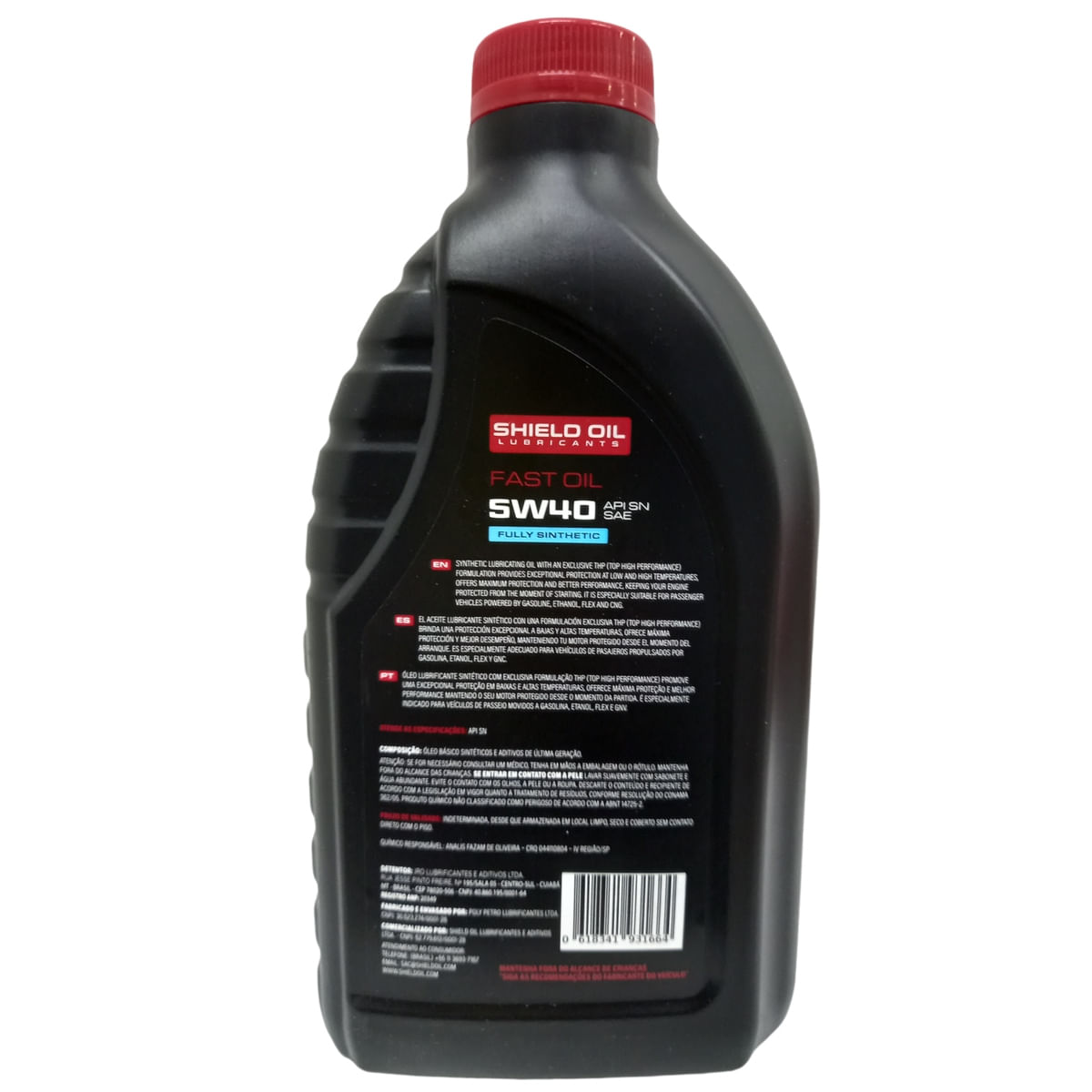 Óleo Lubrificante do Motor Shield Oil 5W40 API SN 100% Sintético Fast ...