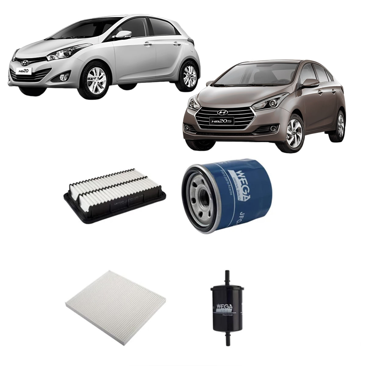 Kit de Filtros Wega Hyundai HB20 1.0 12v 3c 2012 Até 2024 - Altese