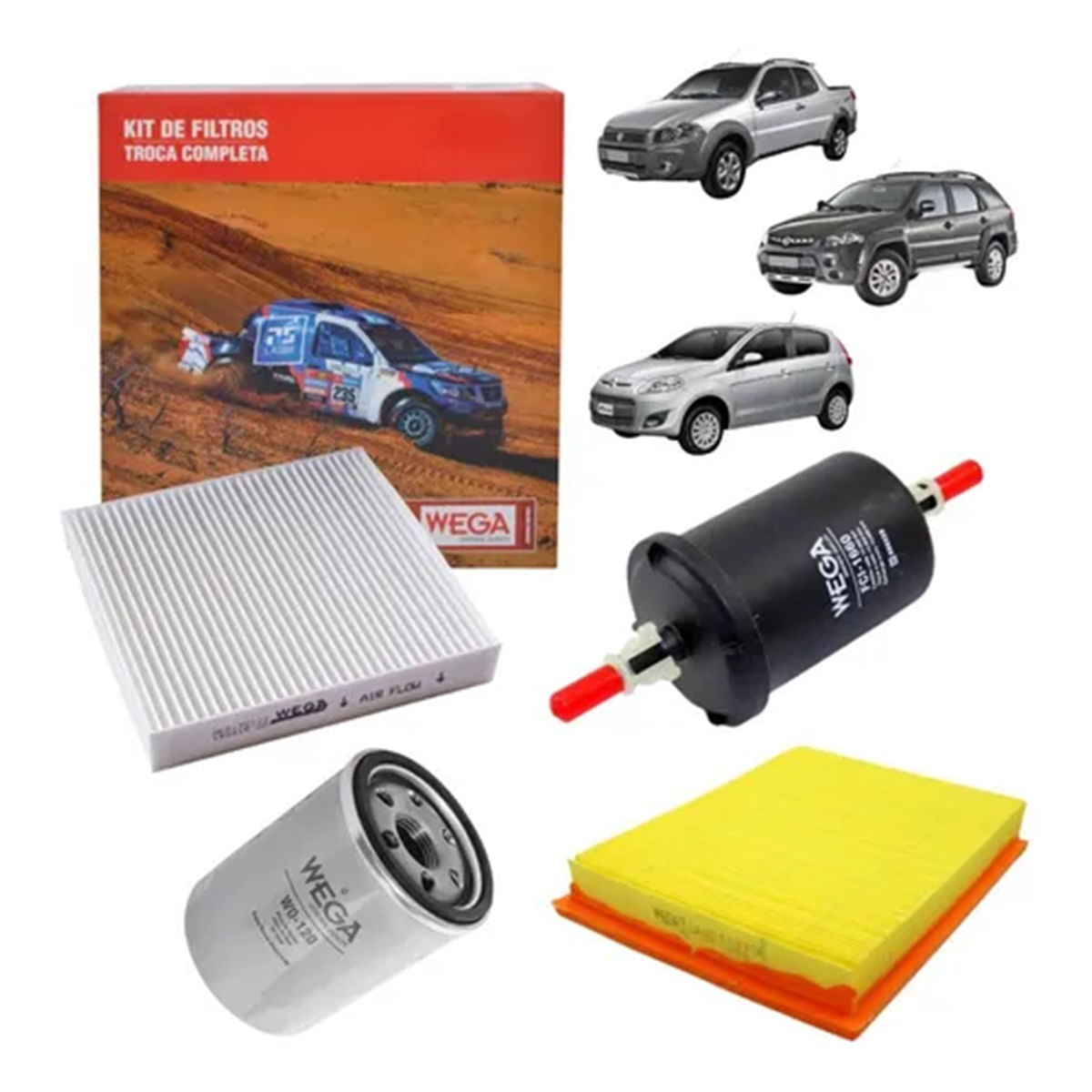 Kit Filtros Wega Fiat Palio Strada 1.0 e 1.4 8v Flex 2011 - Altese