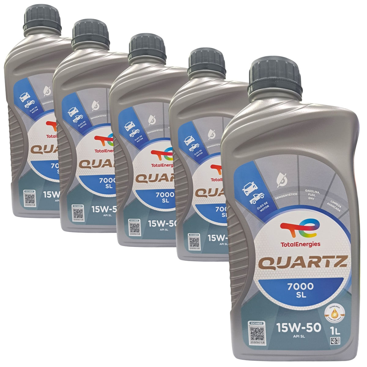 Kit 5L Óleo Motor Total Quartz 7000 15w50 SL Semissintético - Altese